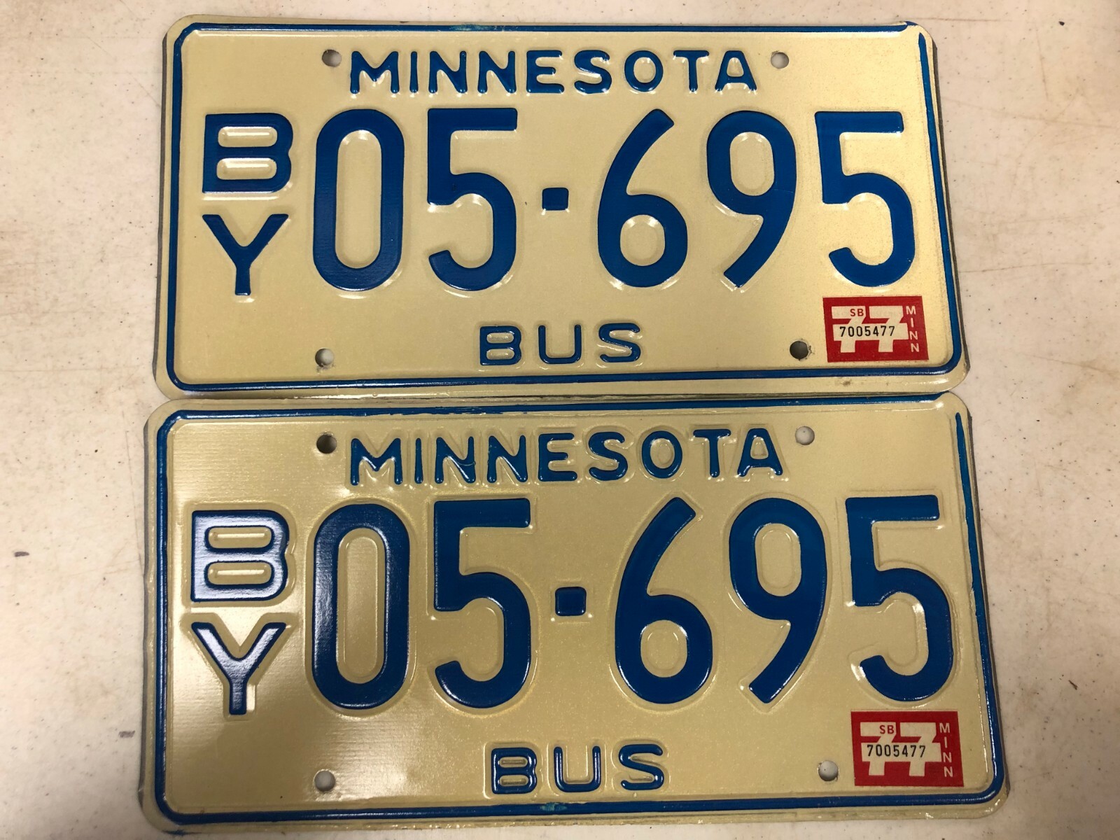 PAIR of 1977 MINNESOTA School/Charter Bus License Plates 05-695 | eBay