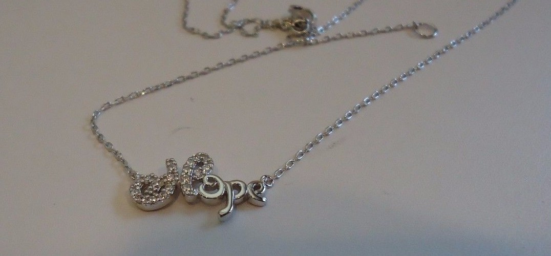 925 STERLING SILVER LADIES HOPE PENDANT NECKLACE W/ .30 CT ACCENTS ...