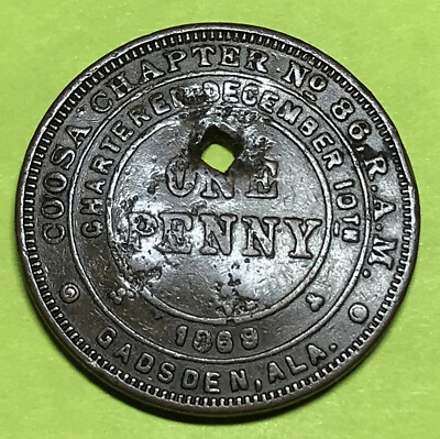 Gadsden Alabama Ala Al Coosa Chapter 86 One Penny Masonic Freemason ...