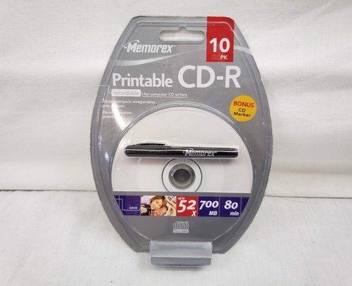 Memorex Printable Disc CD-R 10 PK w/ Marker recordable 52X 700 MB 80 ...