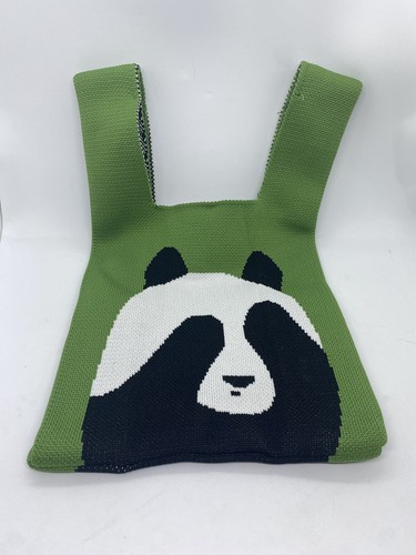 Panda Wrist Bag Knit Handbag Shopping Bags Tote Bag Green | eBay