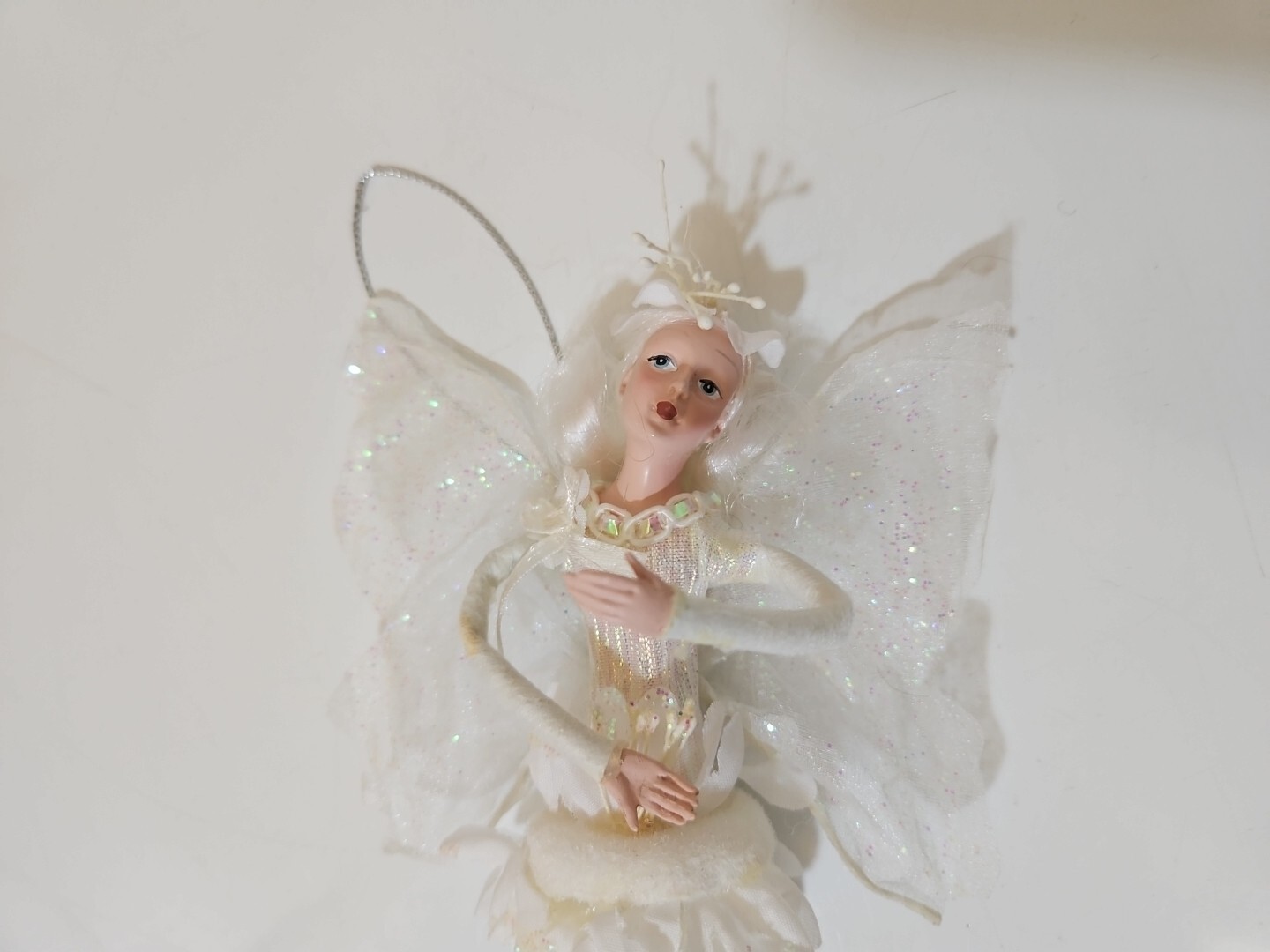 Fairy Christmas Ornament White Pixie Faerie Sprite Fay Posable Figure ...