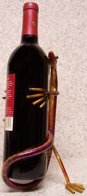 Wine Bottle Holder All Metal Whimsical Sculpture Desert Gecko NEW #3798 ...