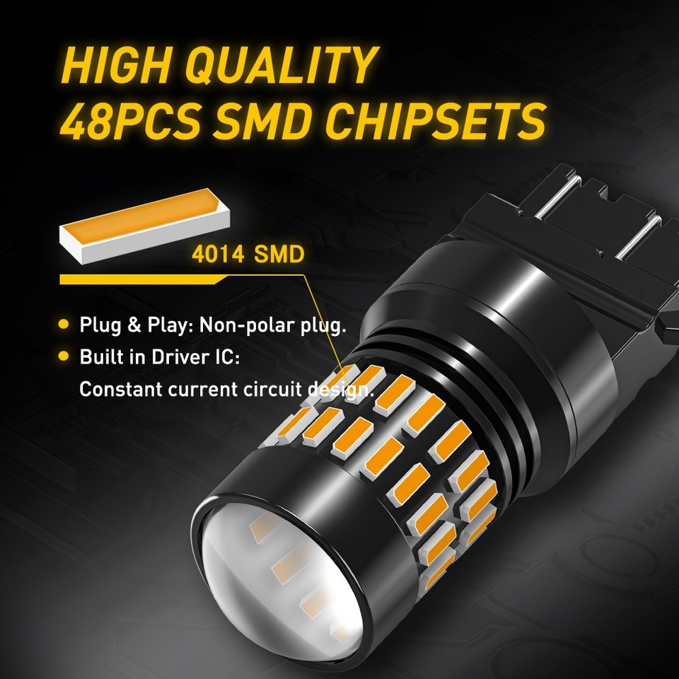 AUXITO 3157 DRL Amber LED 3357 3457nA Signal Turn Light Parking Bulbs ...