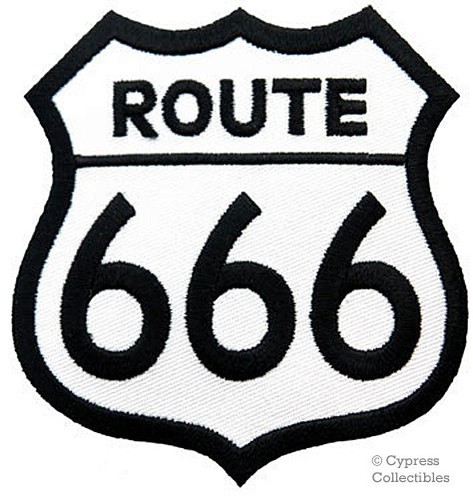 EVIL ROUTE 666 EMBROIDERED PATCH - JOKE HIGHWAY ROAD SIGN 66 iron-on ...