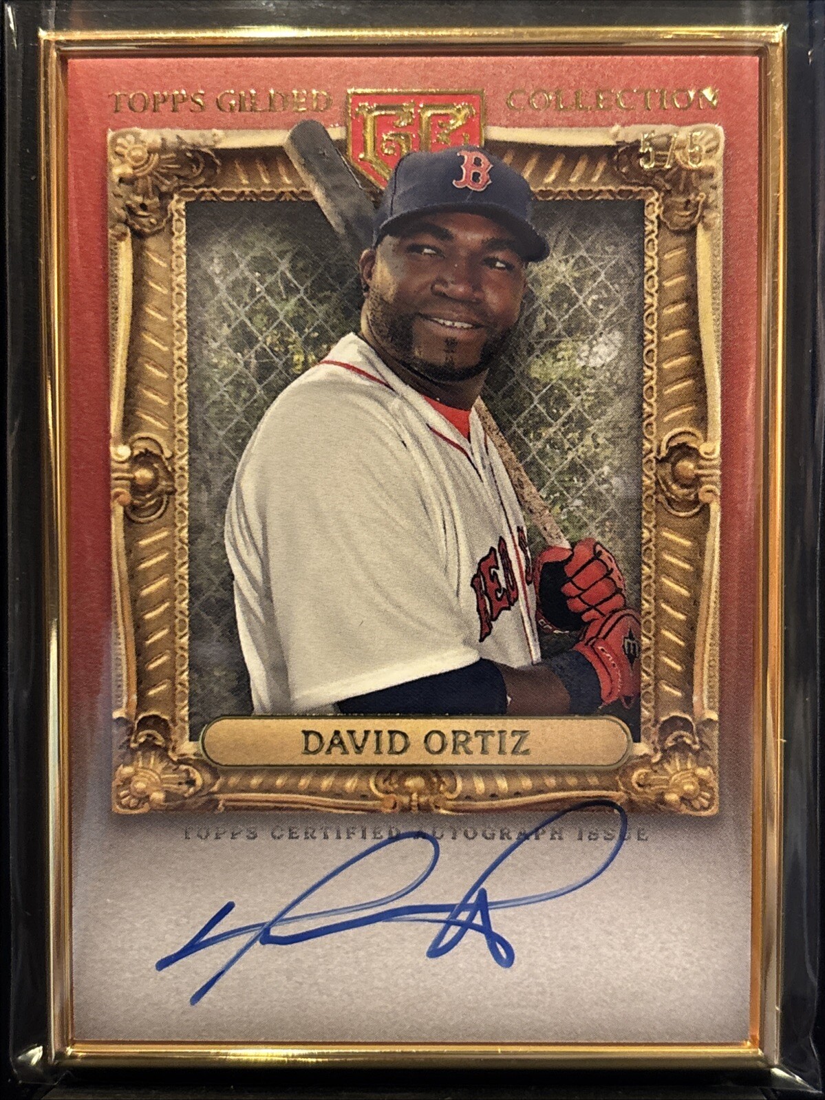 David Ortiz 2024 Topps Gilded Gold Framed Auto Big Papi /5 Red Auto ...