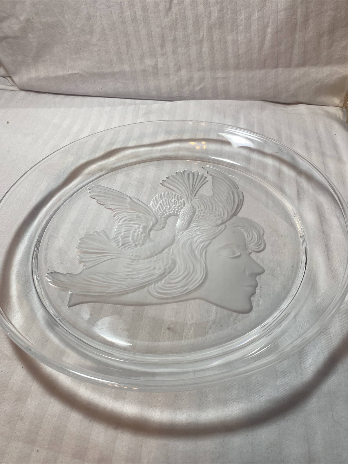 Crystal platter Luciana Roselli womans head birds | eBay