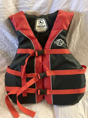 Red Defiance Adult Universal Life Jacket Vest Preserver Size 30”-52 ...