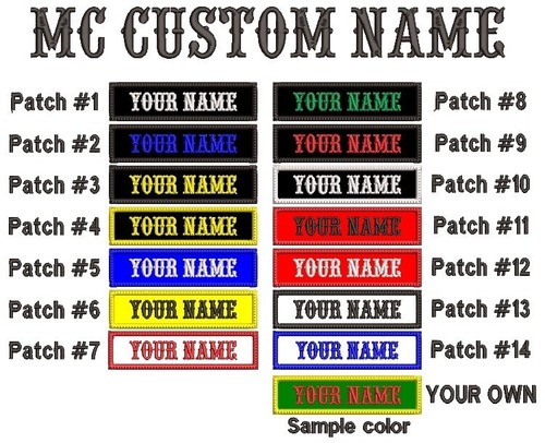 BIKER, MC CUSTOM NAME PATCH, 4X1 AND 3X1 SIZE, IRON ON / SEW ON, FAST ...