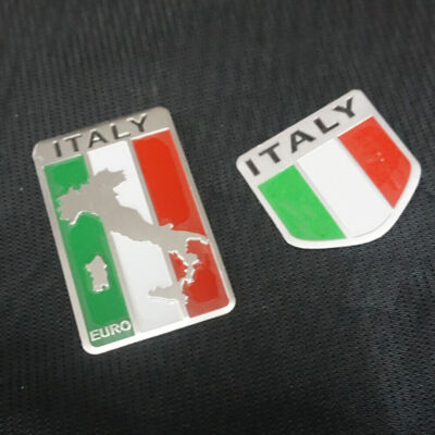 1x Small + 1x Big ITALY Map Flag Metal Badge Sticker Emblem Decal ...