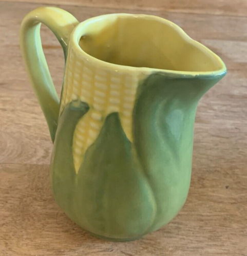 Creamer Pitcher Shawnee Corn King Queen Yellow Green Shuck Figural ...