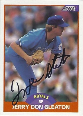 Autographed/Signed 1989 Score #423 Jerry Don Gleaton Kansas City Royals ...