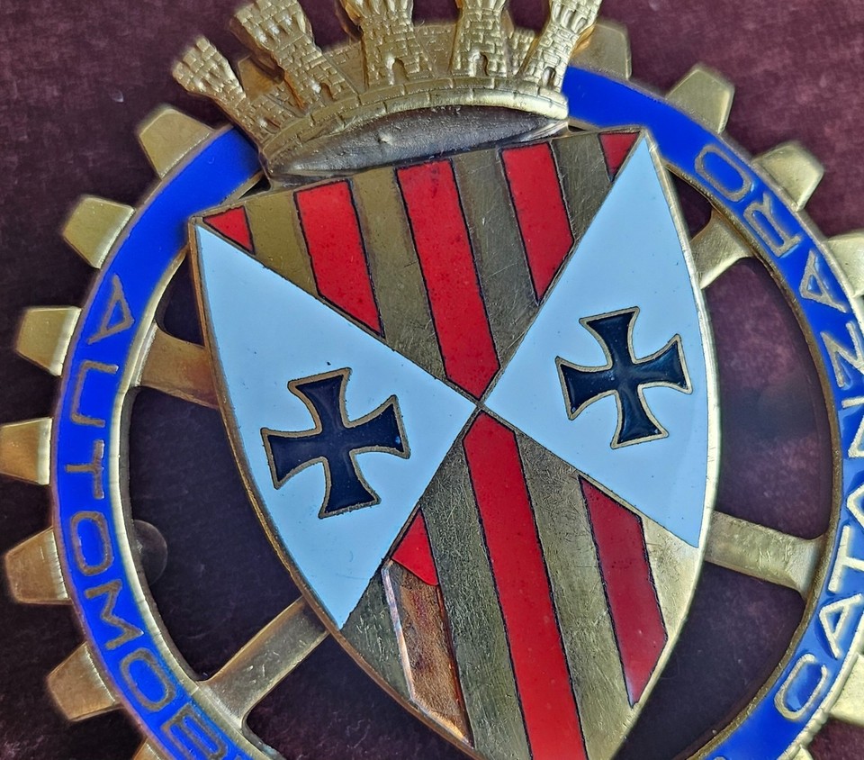 VINTAGE ENAMEL RADIATOR CAR CLUB BADGE # AUTOMOBILE CLUB CATANZARO ...