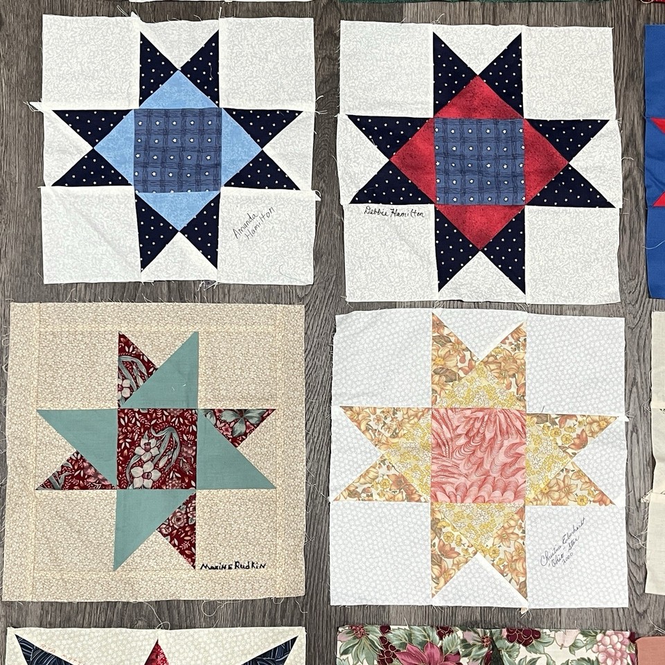 Vintage Quilt Blocks Star Pattern Friendship 21 Pcs Patchwork Cotton 12 ...