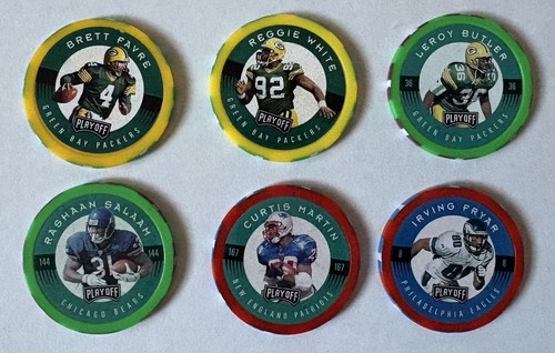 6 LOT 1997 PLAYOFF Chip Shot NFL Poker Chip Favre-Reggie White-Martin ...