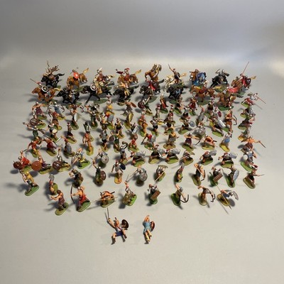 Konvolut Elastolin Figuren Römer Kämpfer Reiter Pferde ca. 100stk ...