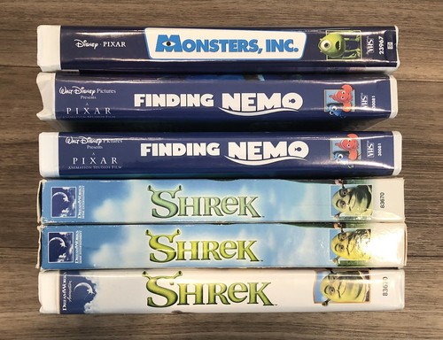 Shrek VHS Finding Nemo Monsters Inc Lot (6) Clamshell | eBay