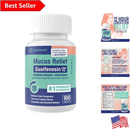 Productive Cough Support - 1200mg Guaifenesin Tablets for Easy ...