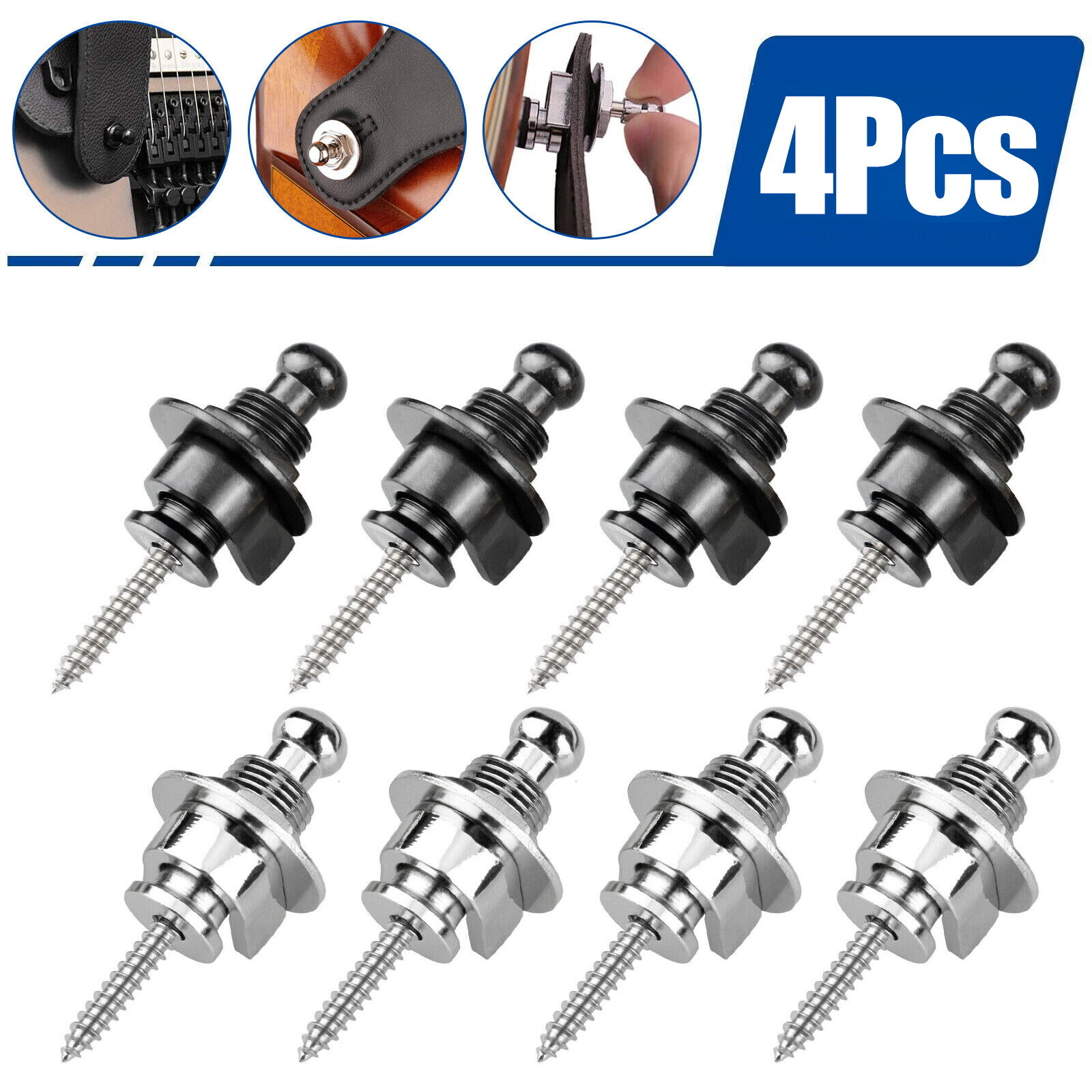 4x Guitar Strap Locks Buttons Security Retainer System for Acoustic ...