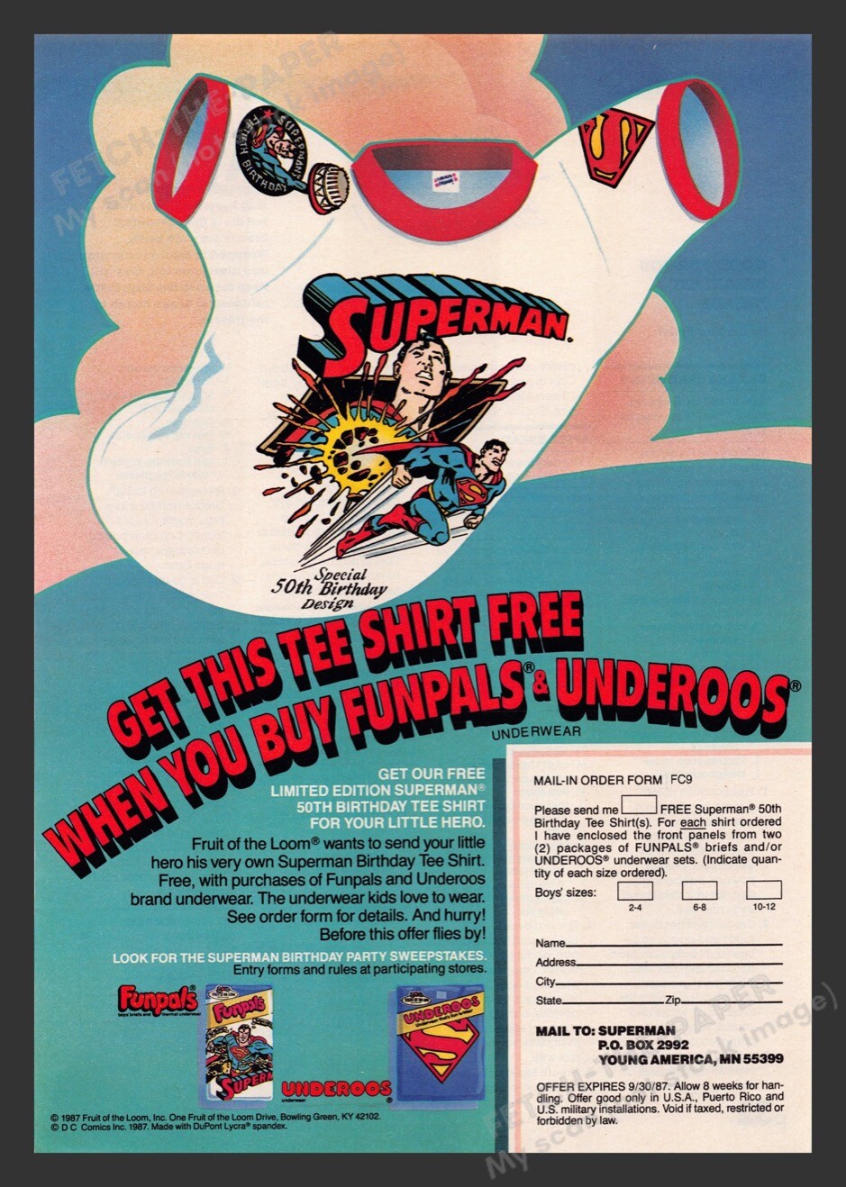 Funpals & Underoos 1980s Print Advertisement Ad 1987 Superman Shirt ...