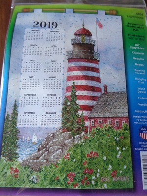 DESIGN WORKS FELT 2019 JEWELED CALENDAR LIGHTHOUSE NOS EASY CRAFT KIT ...