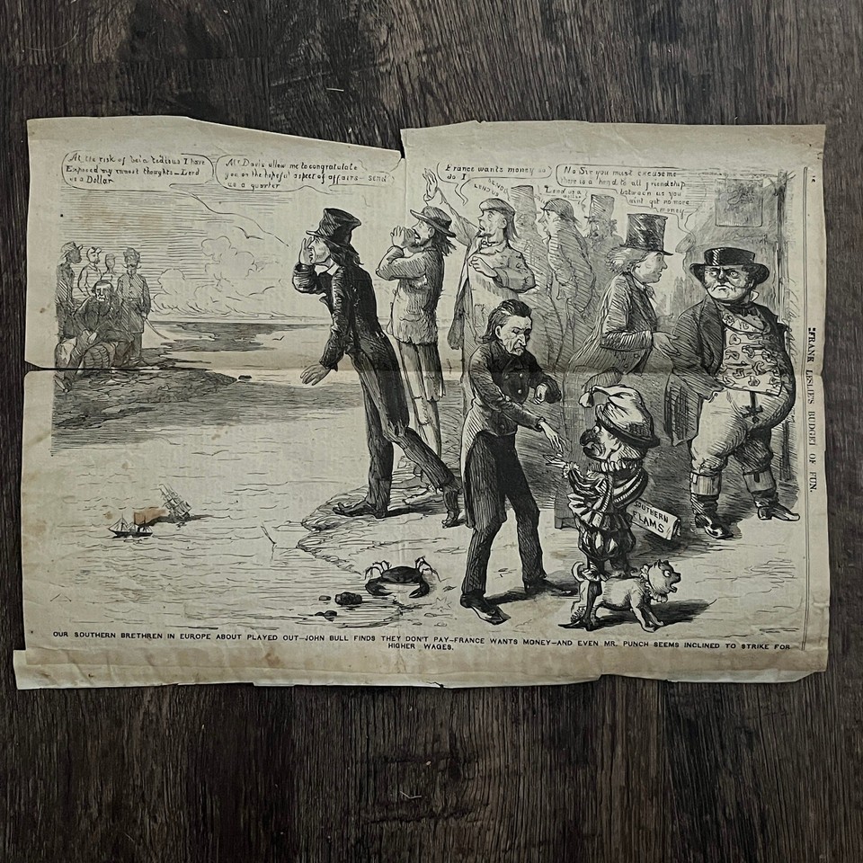 Southern Brethren Europe Political Cartoon Original 1862 Civil War ...
