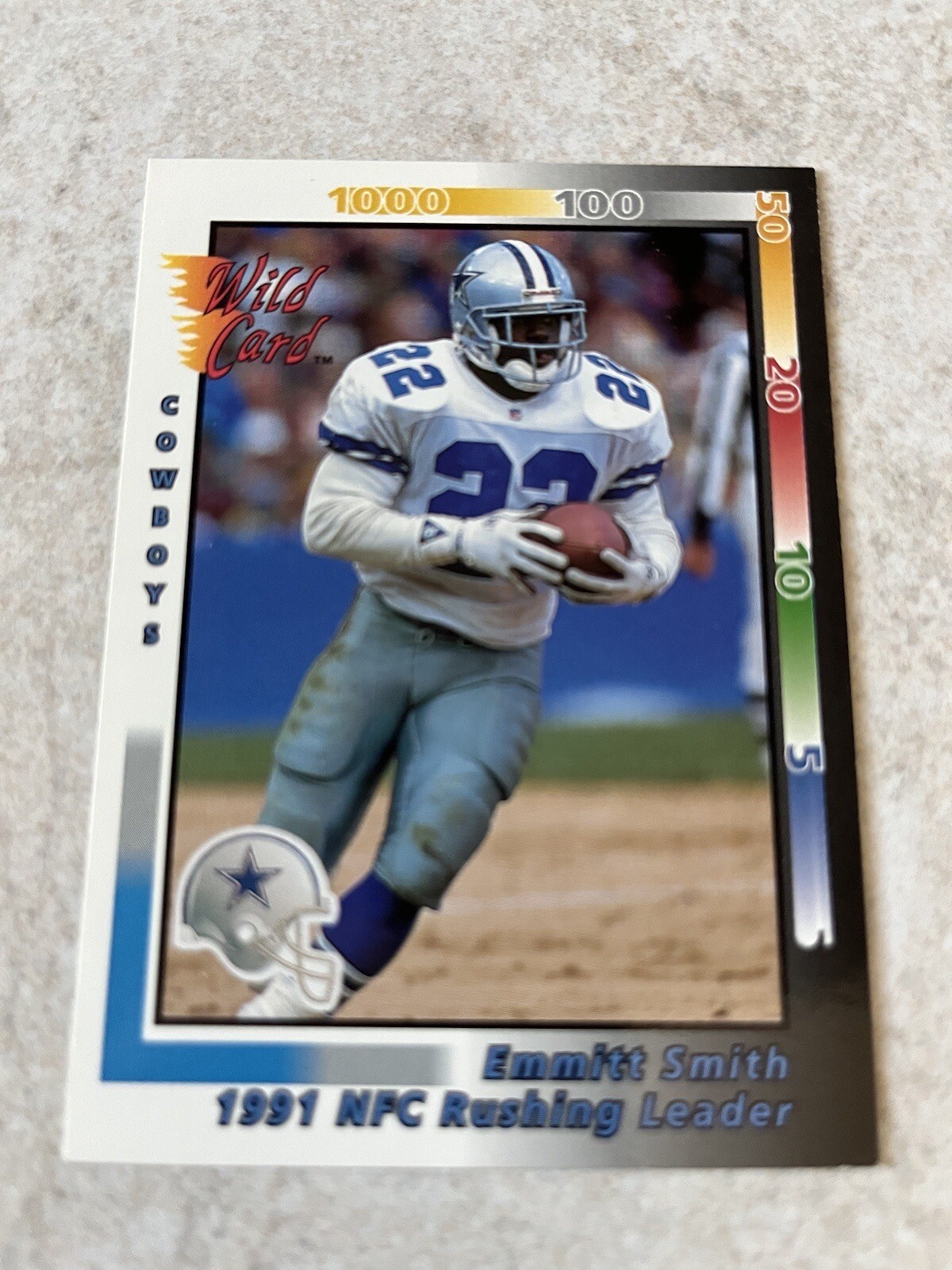 1992 Wild Card #245 Emmitt Smith NFL 1991 NFC Rushing Leader Dallas ...
