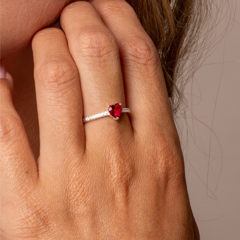 Heart Ruby Ring Sterling Silver 925 Hallmarked British Made Size J - R | eBay UK