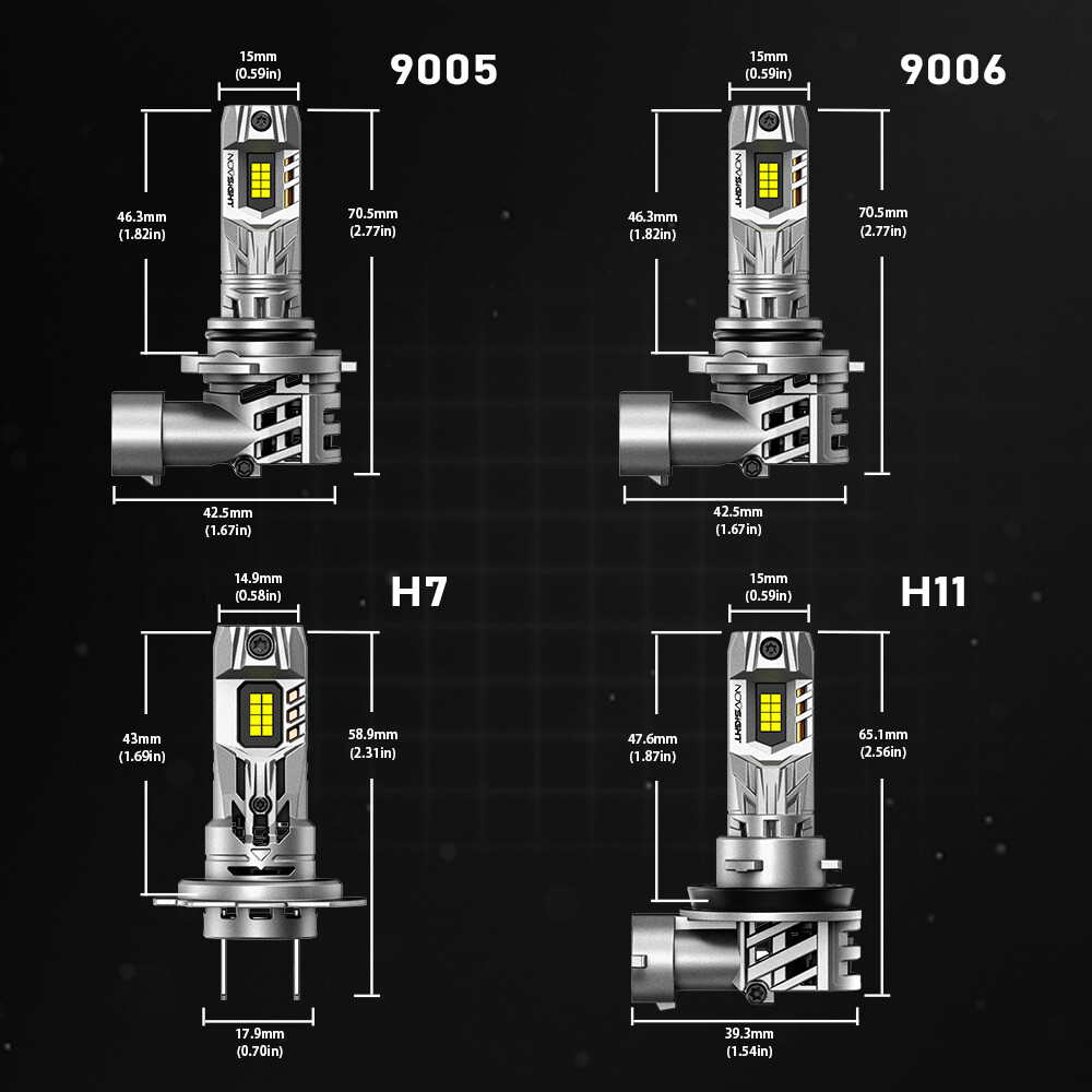 NOVSIGHT Combo 4 9005 + 9006 LED Headlight Kit Bulbs High Low Beam ...