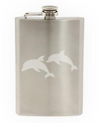 Awesome Swimming Dolphins Etched Hip Flask 8oz | eBay