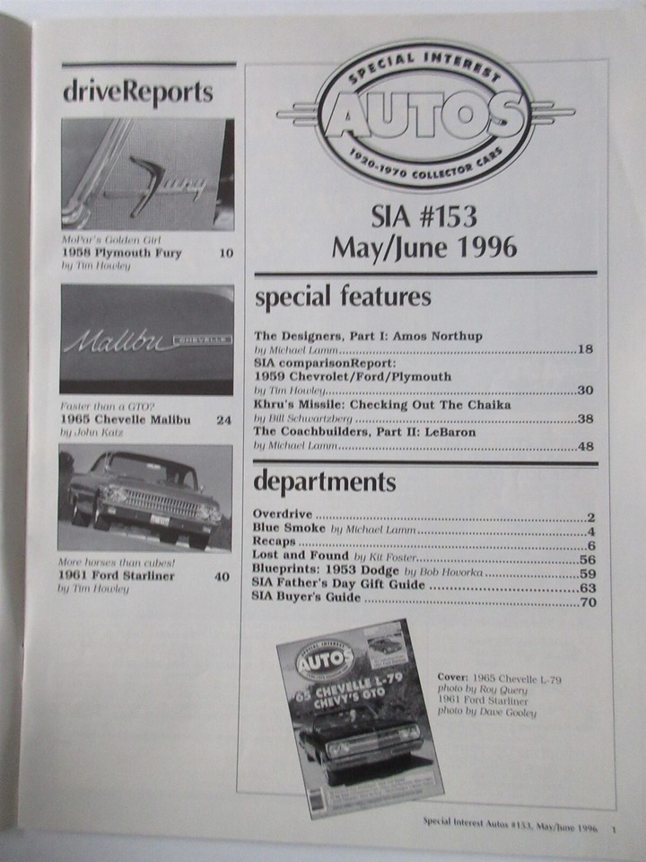 Special Interest Autos Magazine June 1996 - 1965 Chevelle L-79 | eBay