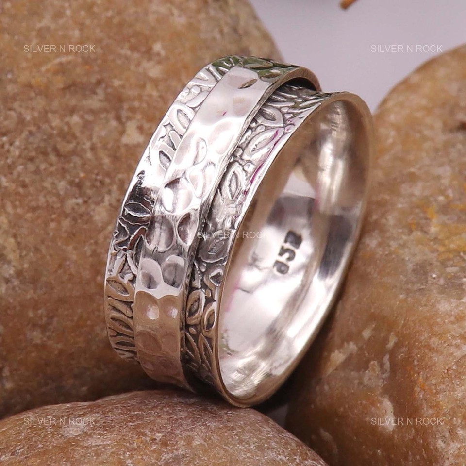 Handmade Indian Jewelry 925 Solid Sterling Silver Spinner Ring Size | eBay
