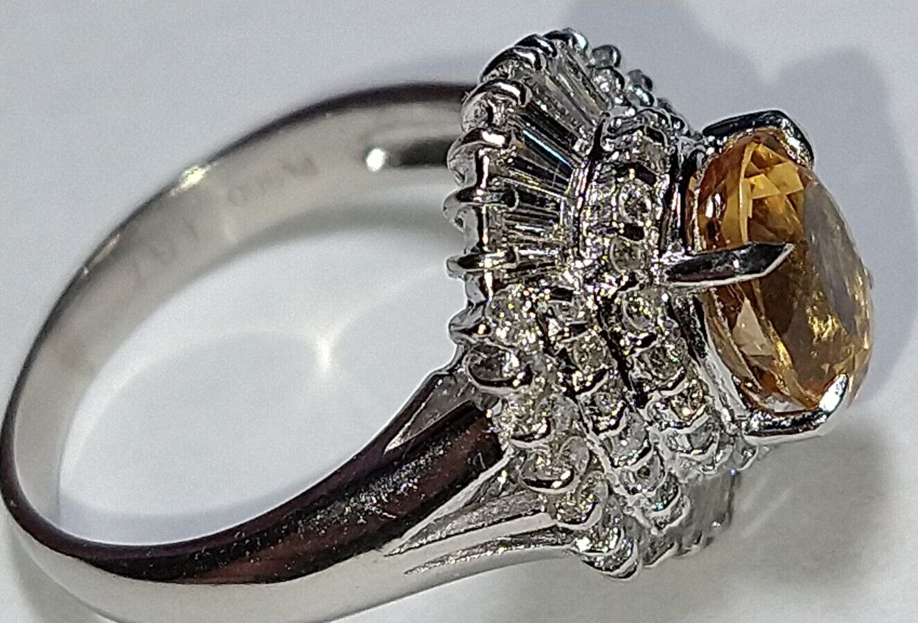 Solid platinum 2.26 carat natural andalusite diamond ring 7.25 grams ...