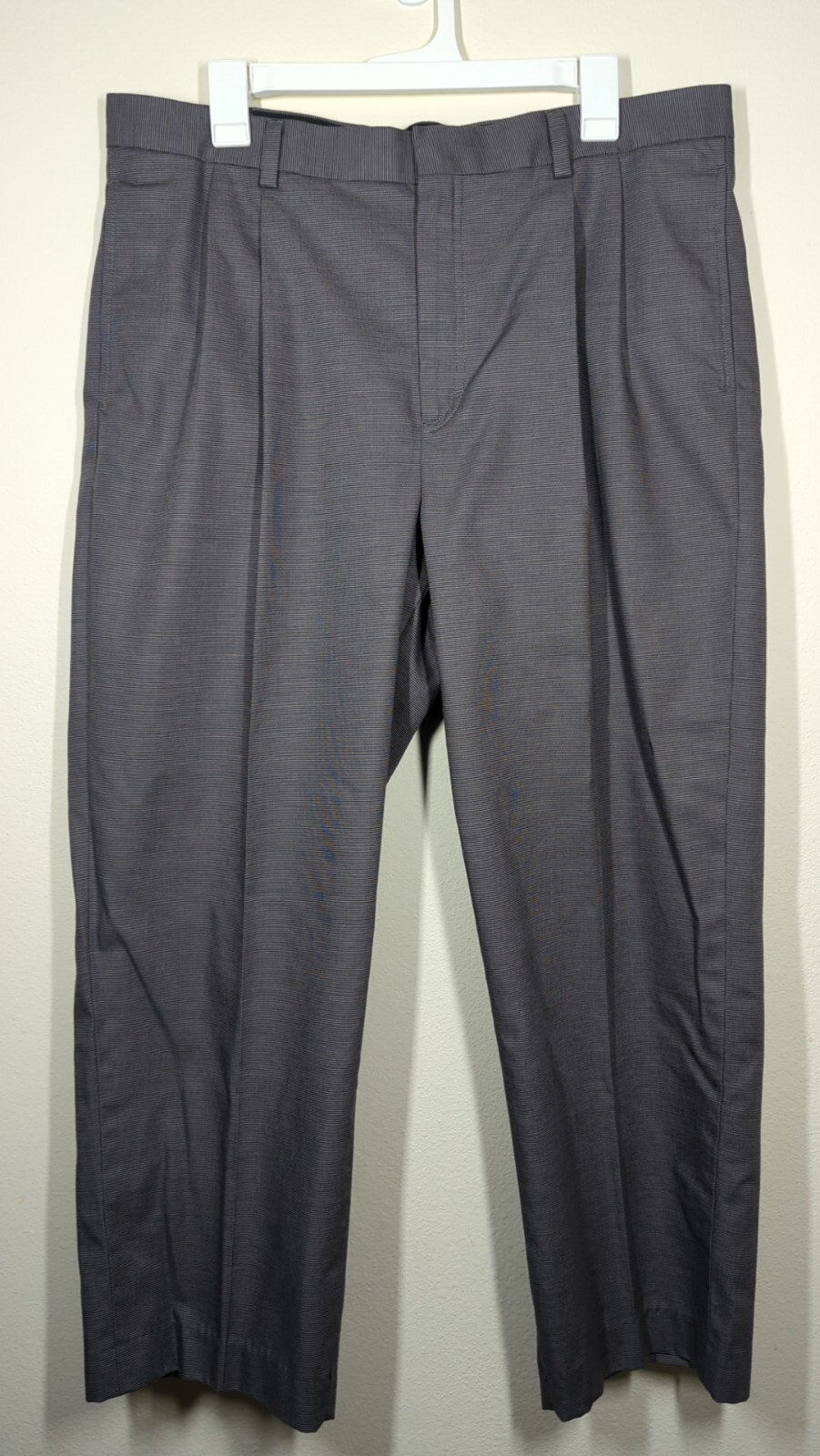 L.L. Bean Mens Pleated Classic Fit Cotton Slacks Size 37x27 Gray Wide ...