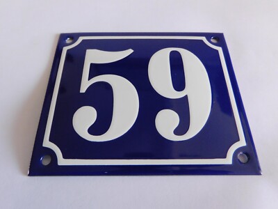 Vintage French Handmade 4.75 x 4" Enamel Plaques Door Gate House Number ...