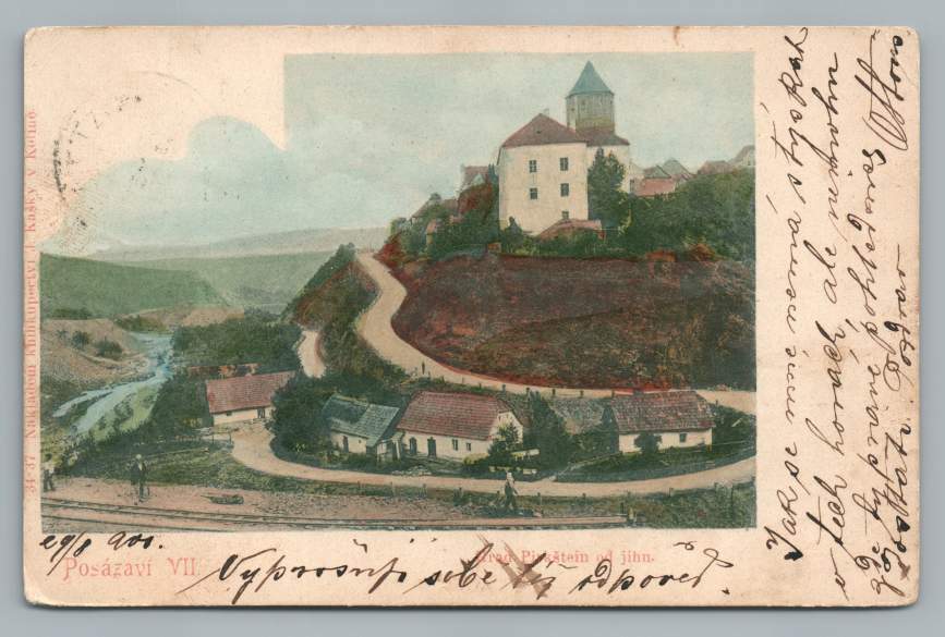 Posazavi Czech Republic~Central Bohemia Antique PC Hrad Pirkstein Stamp ...