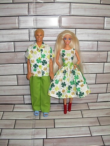 Handmade doll clothes! Cute matching St. Patrick's outfit for barbie ...