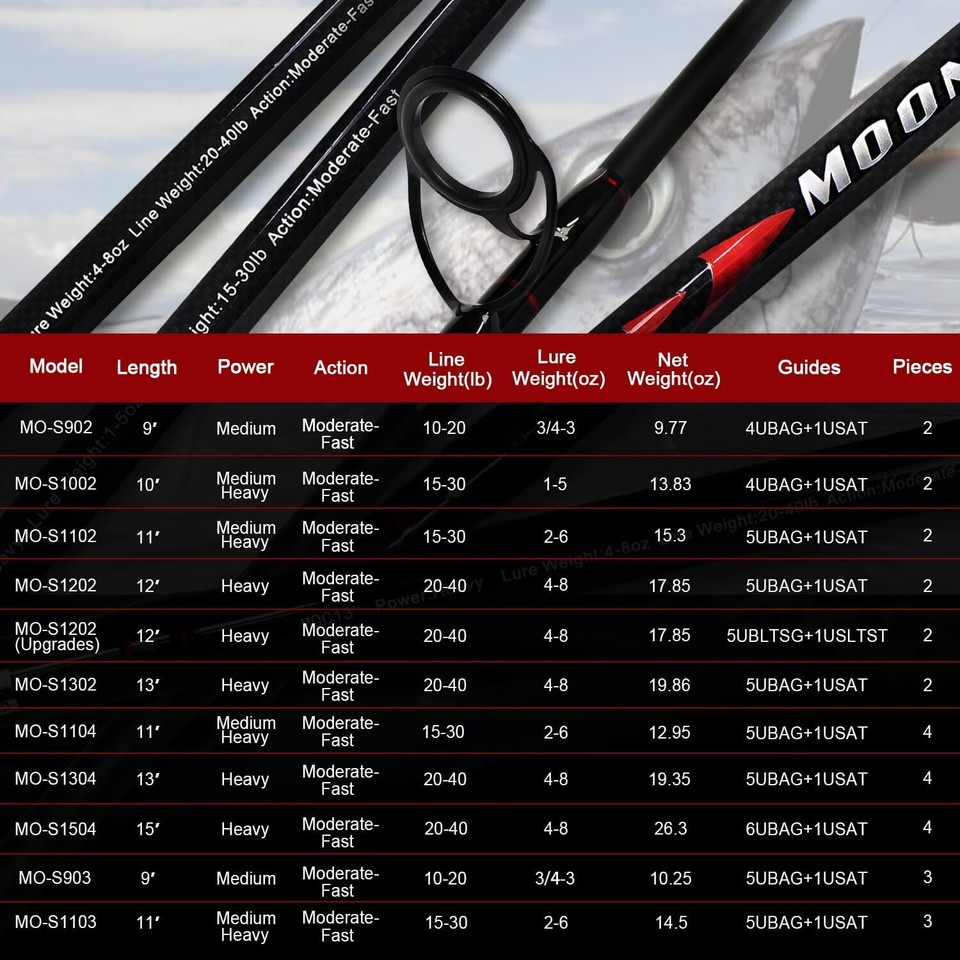 Surf Spinning Fishing Rod 2 Piece Graphite Travel Fishing Rod 10-Feet ...