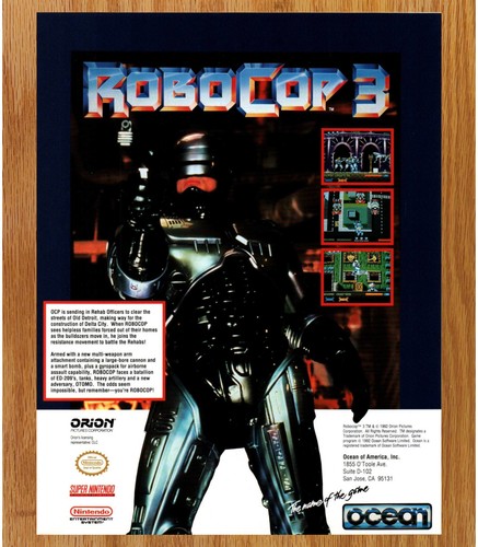 RoboCop 3 Shooter SNES Ocean Nintendo Video Game Print Ads Poster Promo ...