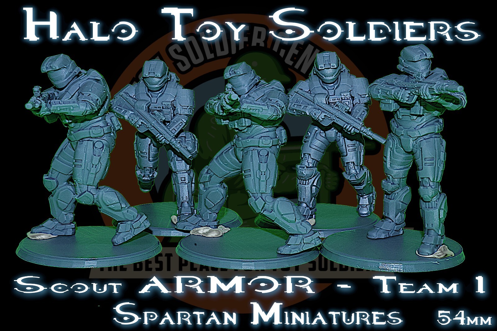 Halo Toy Soldiers - Scout Spartan 54mm (1:32 Scale)- 5 Man Squad ...