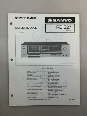 Sanyo RD S27 Original Service Manual Free Shipping | eBay