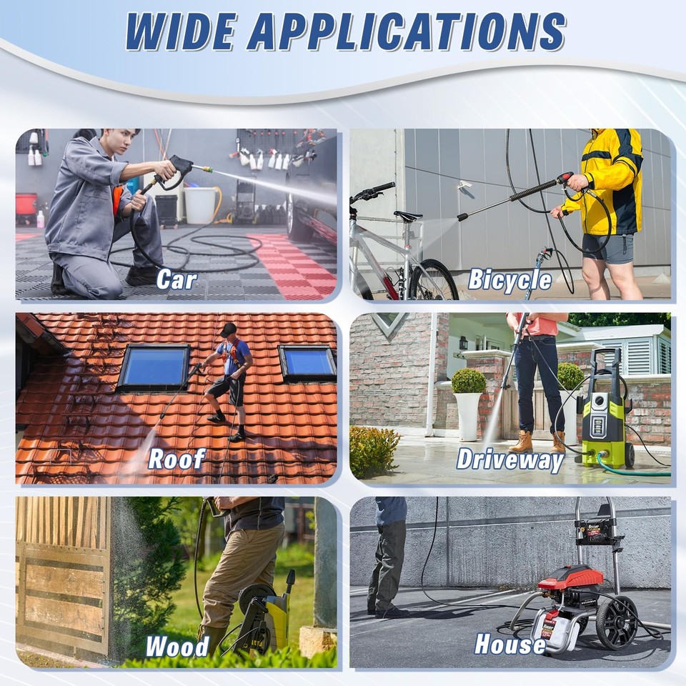 PVC Pressure Washer Hose 50FT x 1/4" 3600 PSI Power Washer Extension ...