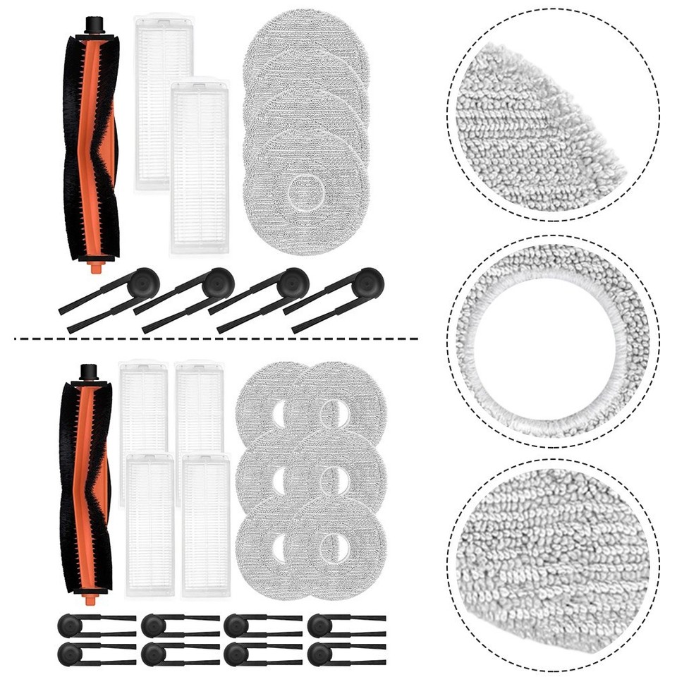 For Floor Mopping Main Side Brush Kit Filter Paper Element Microfiber ...