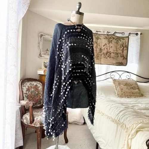 blue boho poncho shawl demdaco | eBay