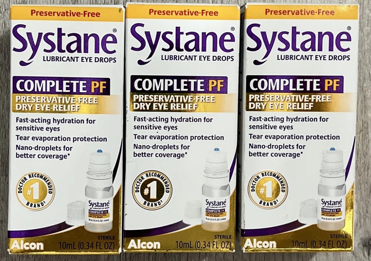 (3x) New Systane Complete PF Dry Eye Relief - 10mL Each Box - Exp. 2025 ...