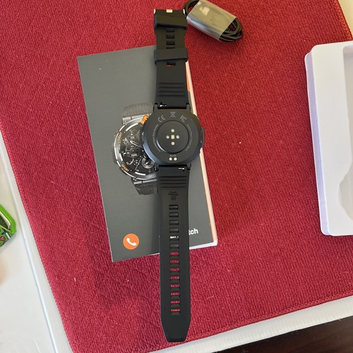 HT3 Mens MIlitary Style Smart Watch, Black, 1.4 Round Face Black Band ...