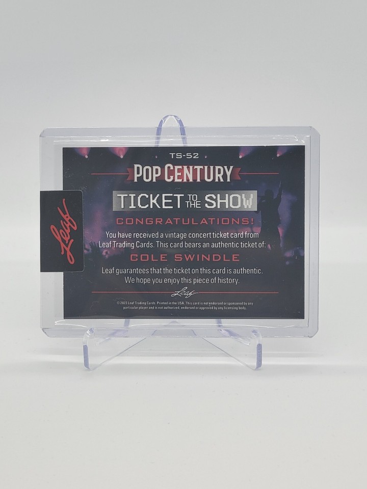 2023 Leaf Pop Century COLE SWINDLE Authentic Cut Ticket 🎤 Relic Card | eBay