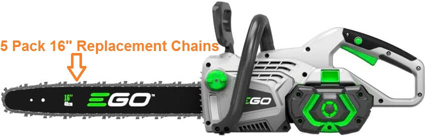 5 Pack 16" Chainsaw Saw Chain Replaces EGO CS1600E CS1604 3/8LP .043 ...