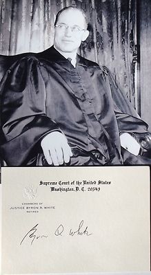 Associate Justice Byron White Signed Card Appointed 1962 - 1993 Supreme ...