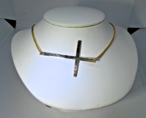 QVC JZJ Sideways Cross Necklace Jennifer Zeuner 21" 18k GP on Sterling ...
